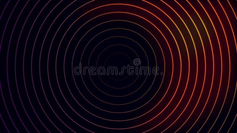 Spreading Circles on Dark Background. Motion. Hypnotic Animation with ...