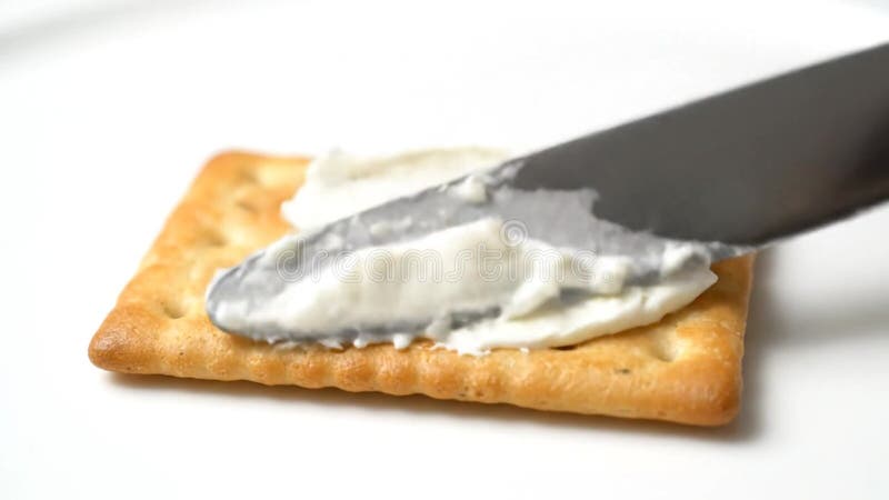 Spreading Cream Cheese on Cracker Stock Video - Video of food, bite ...