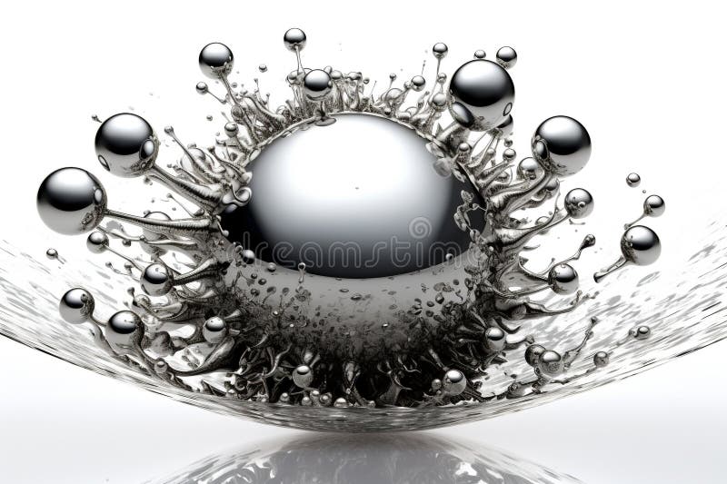 Spreading Fluid Metal on White Background. Generative AI Stock ...