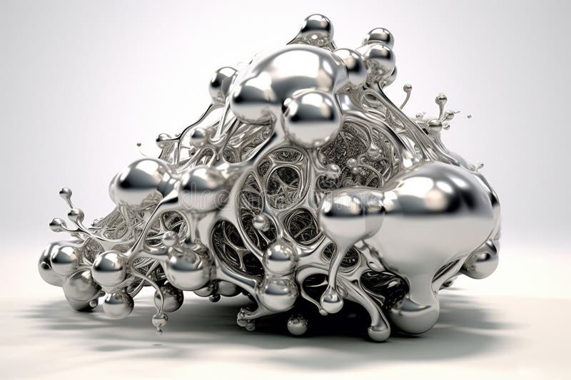 Spreading Fluid Metal on White Background. Generative AI Stock ...