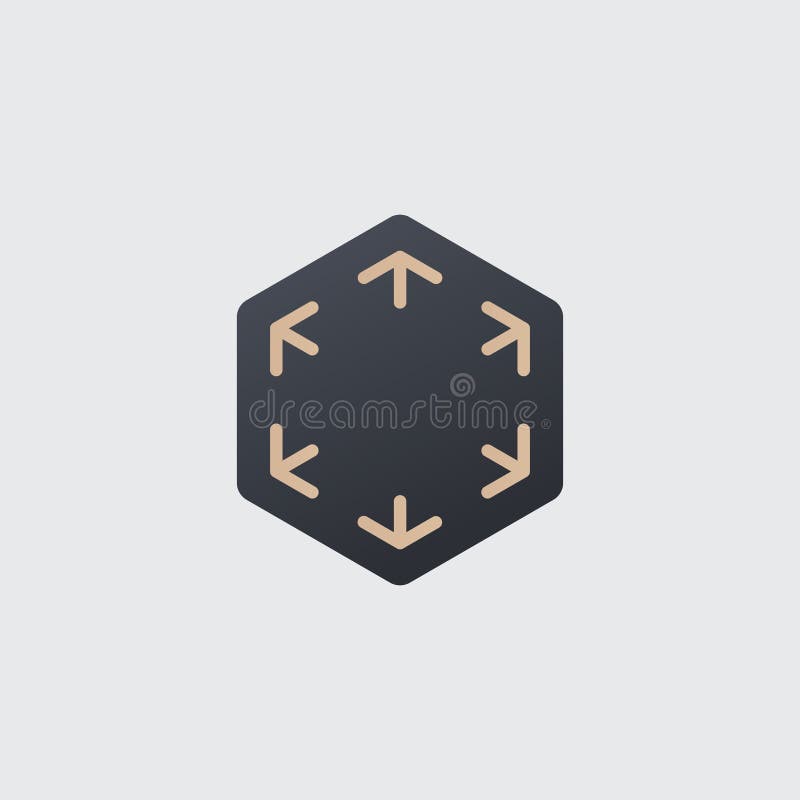 Spreading Outward Arrows Icon In Hexagon Shape Distribution Arrows