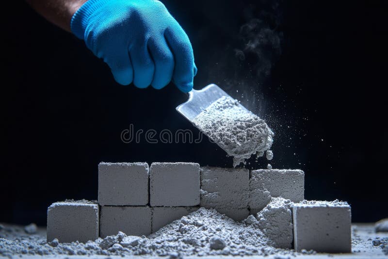 Spreading Putty or Tile Adhesive on Lightweight Concrete Blocks Stock ...
