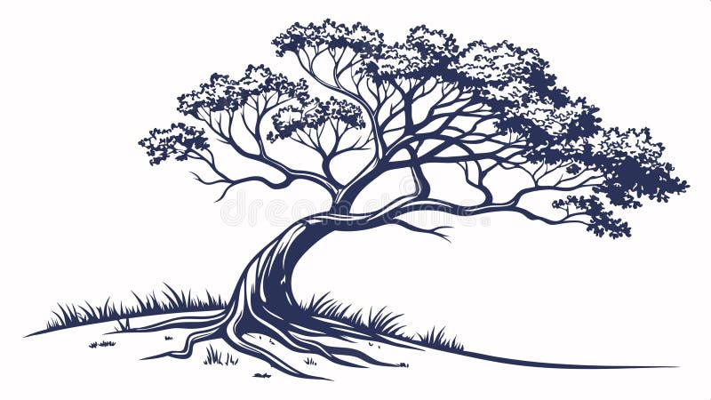 Spreading Tree Silhouette, Expansive Nature Symbol Vector Design ...