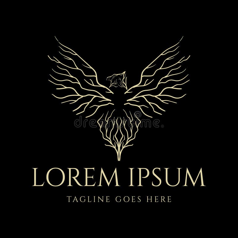 Spreading Wings Eagle Hawk Falcon Tree Branch Illustration Logo Design ...