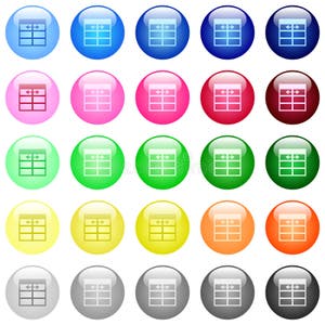 Spreadsheet Adjust Table Column Width Icons In Color Glossy Buttons Stock Vector Illustration 