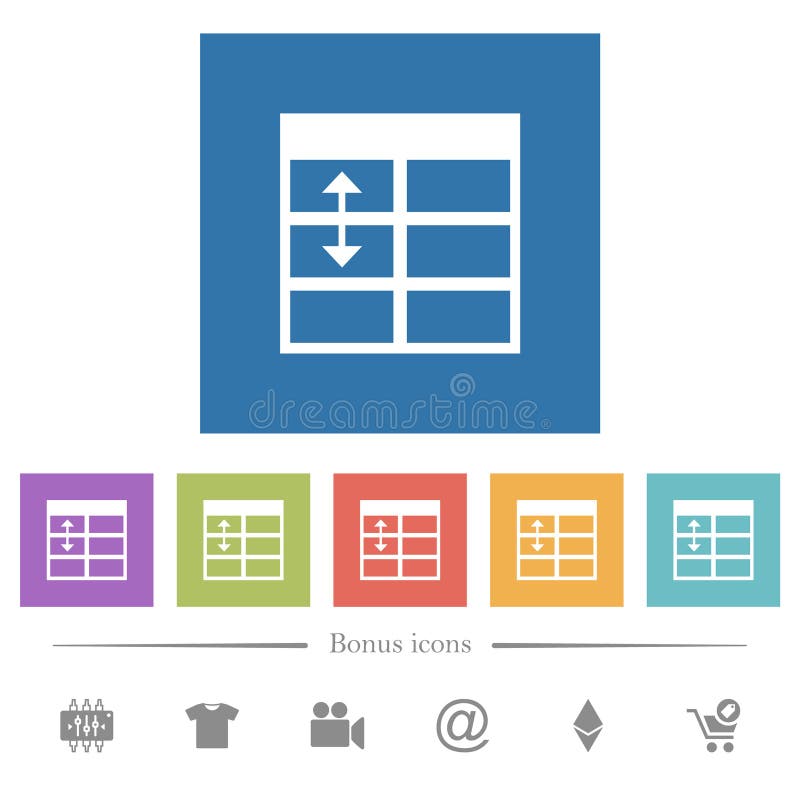 Spreadsheet Adjust Table Row Height Flat White Icons in Square ...