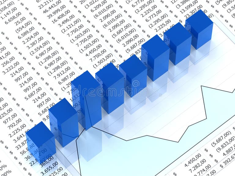 Spreadsheet with Blue Graph Stock Illustration - Illustration of ...