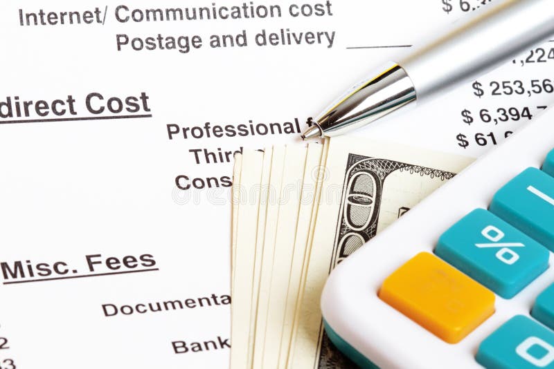 Spreadsheet Calculation Showing Fees and Cost Stock Photo - Image of ...