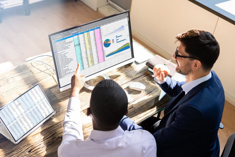 Spreadsheet Data on Computer Monitor Stock Image - Image of laptop ...