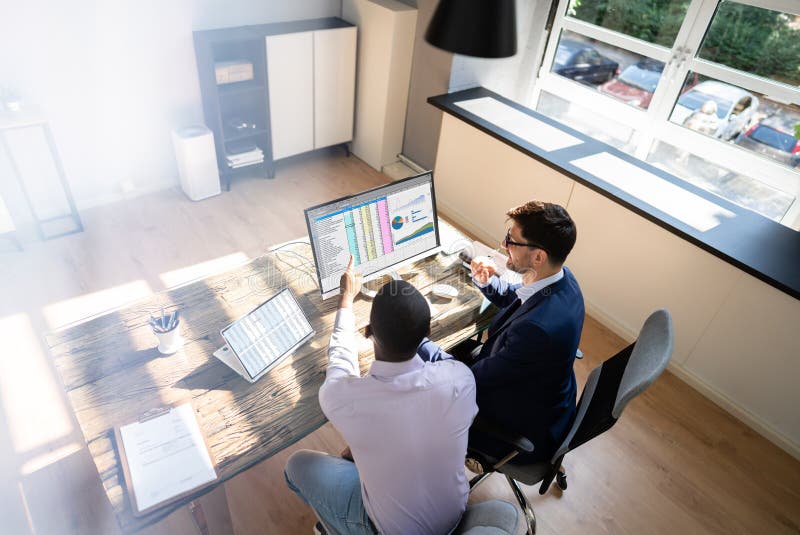 Spreadsheet Data on Computer Monitor Stock Photo - Image of high ...