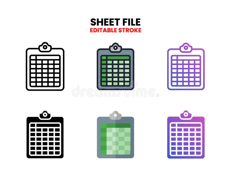Spreadsheet Icon Set with Different Styles. Stock Illustration ... Spreadsheet Icon Set with Different Styles. Stock Illustration ...