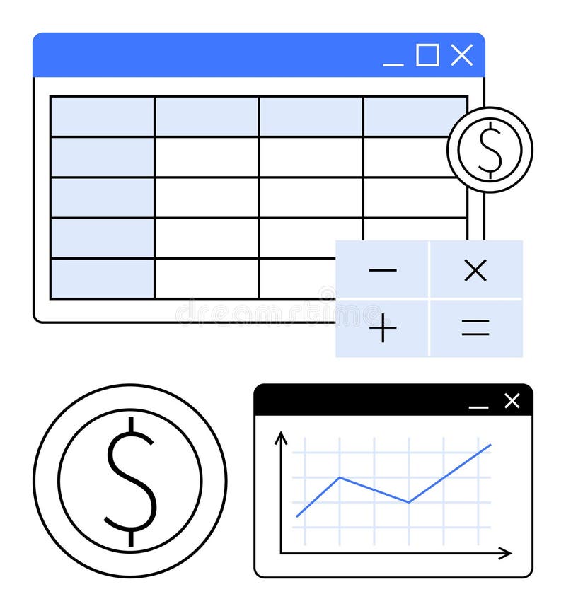 Spreadsheet with Calculation Tools and Growth Graph Representing ...