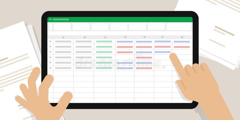Spreadsheet Screen in Tablet Hand Do Accounting Counting Number Office ...