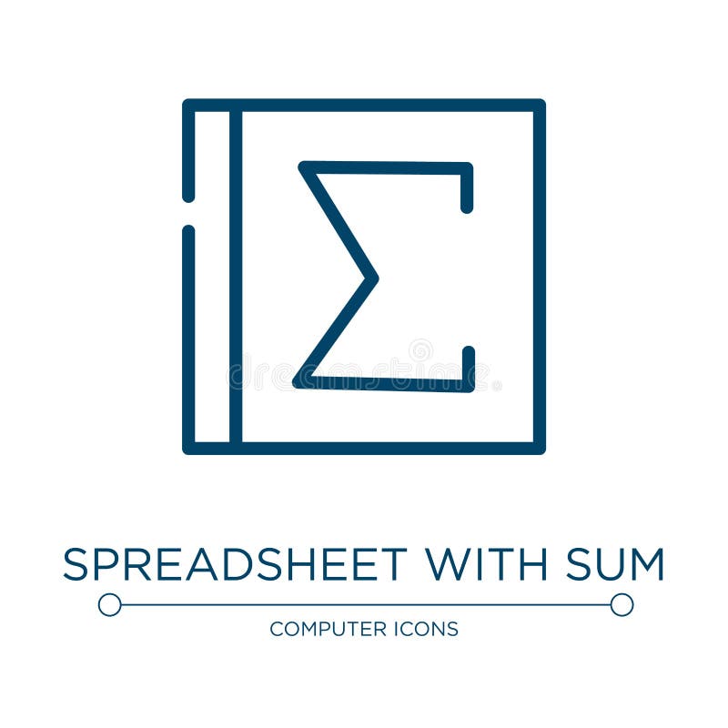 Spreadsheet with Sum Symbol Icon. Linear Vector Illustration from ...