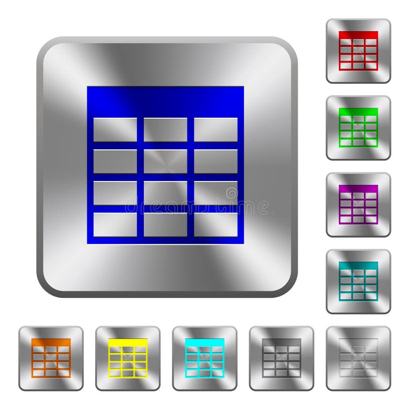 Spreadsheet Table Rounded Square Steel Buttons Stock Vector ...