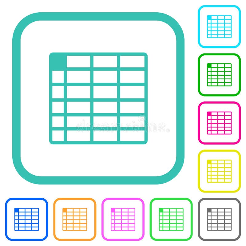 Spreadsheet Table Vivid Colored Flat Icons Stock Vector - Illustration ...