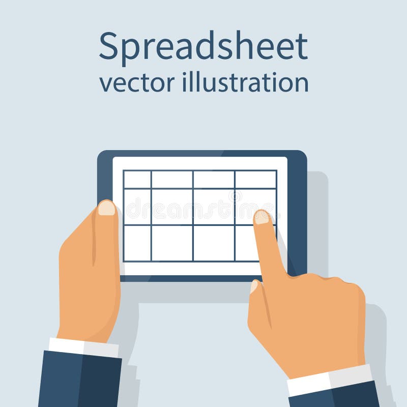 Spreadsheet on Tablet Screen Stock Vector - Illustration of design ...