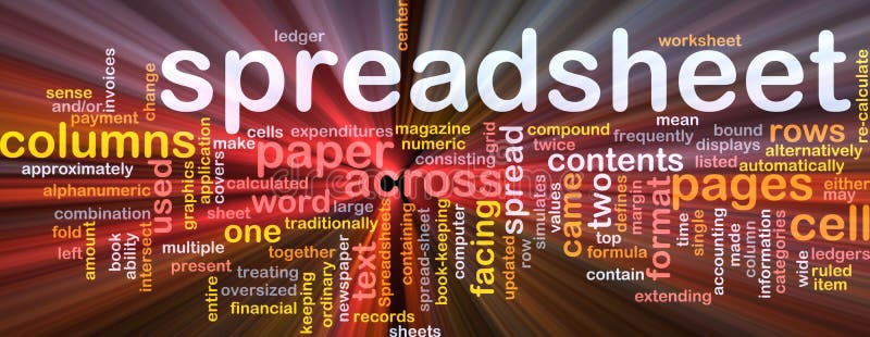 Spreadsheet Word Cloud Glowing Stock Illustration - Illustration of ...