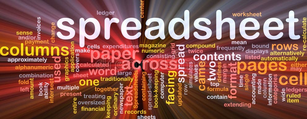Spreadsheet Word Cloud Glowing Stock Illustration - Illustration of ...