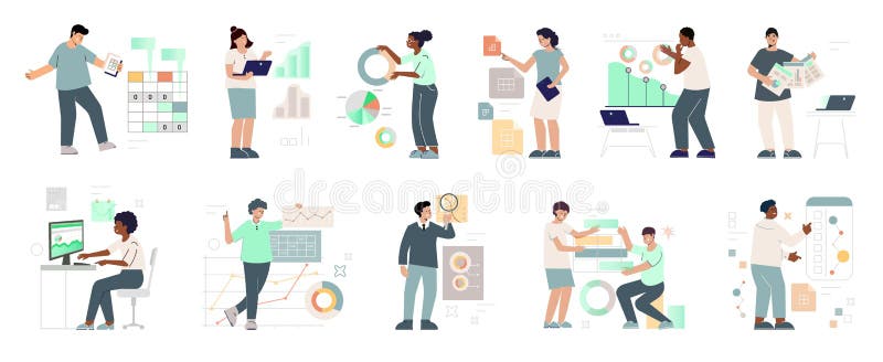 Spreadsheets Flat Set stock vector. Illustration of monitoring - 262323195