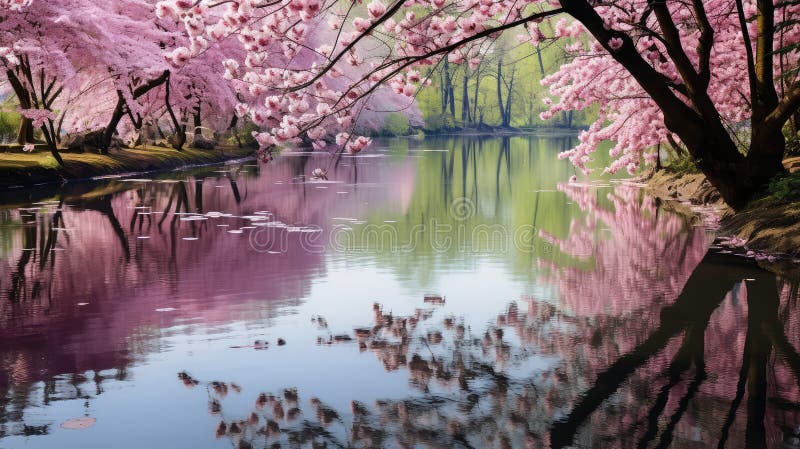 Sprg pond in spring stock photo. Image of tranquil, nature - 369605500