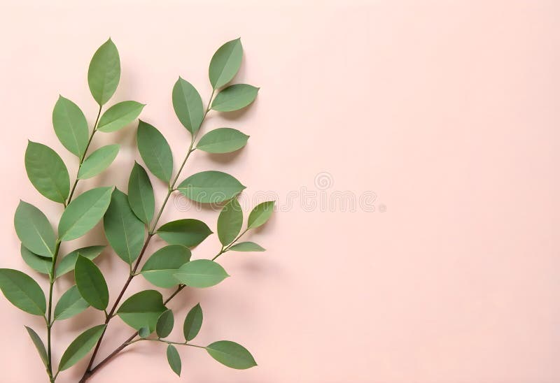 A Sprig of Greenery with Multiple Smooth, Elliptical Leaves on Thin ...