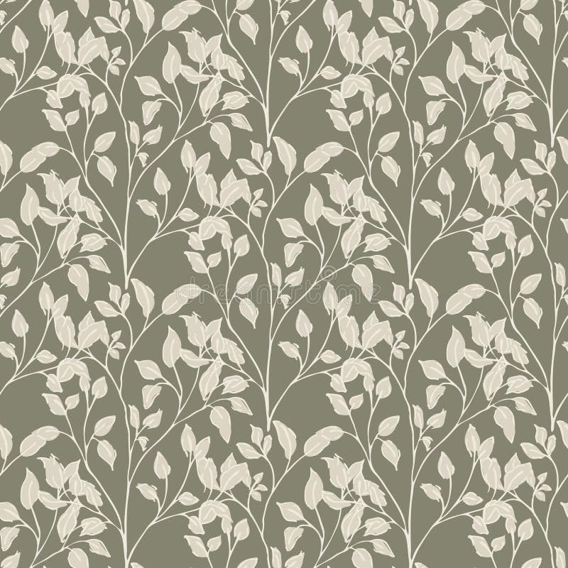 Sprig and Leaf Texture,mid-century Modern Seamless Vector Pattern ...