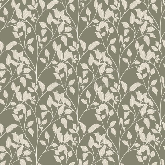 Sprig and Leaf Texture,mid-century Modern Seamless Vector Pattern ...