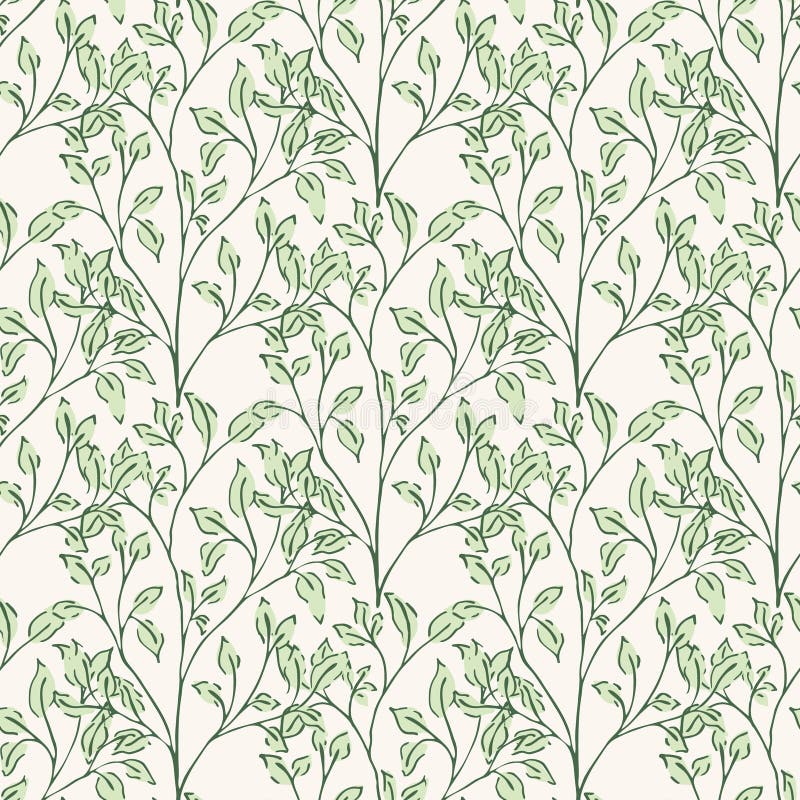 Sprig and Leaf Texture,mid-century Modern Seamless Vector Pattern ...