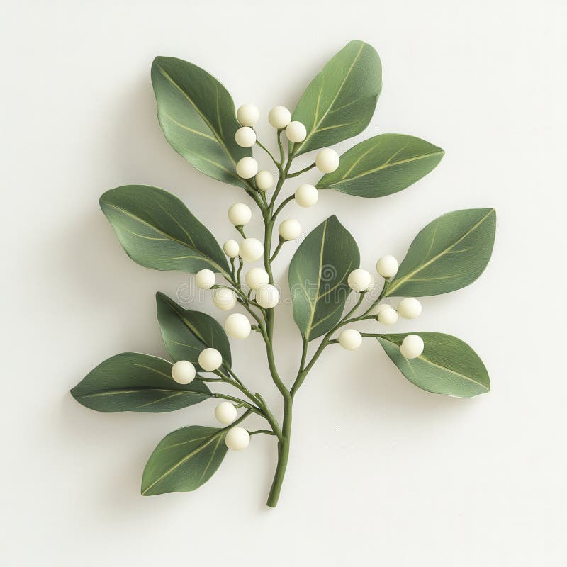 A Sprig of Mistletoe with White Berries Stock Photo - Image of holiday ...