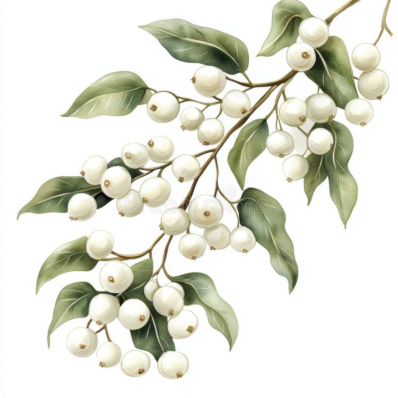 A Sprig of Mistletoe with White Berries Stock Image - Image of ...