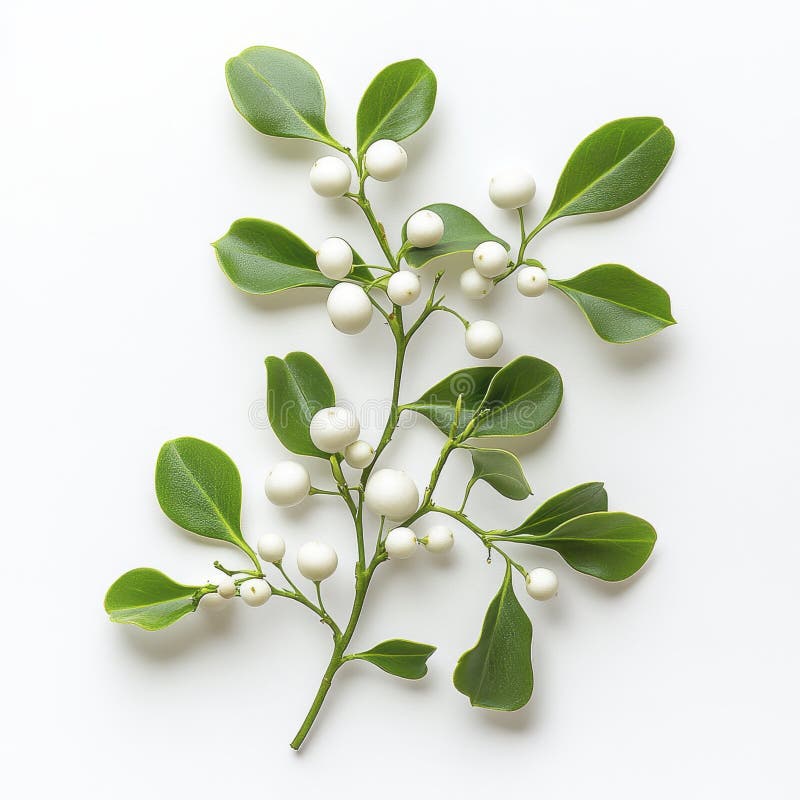A Sprig of Mistletoe with White Berries Stock Photo - Image of ...