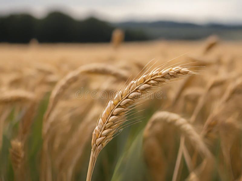 Sprig of Wheat, Blurred Background Stock Illustration - Illustration of ...