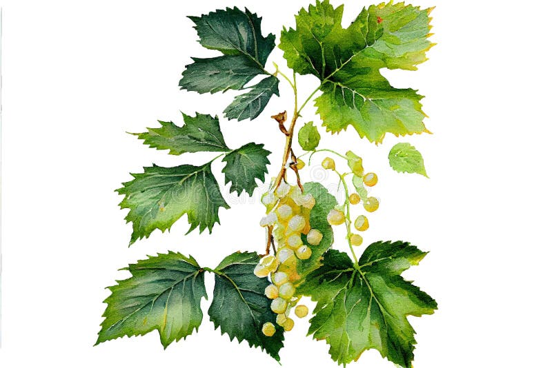 Sprig of Whitecurrant on a White Background, Watercolor Drawing Stock ...