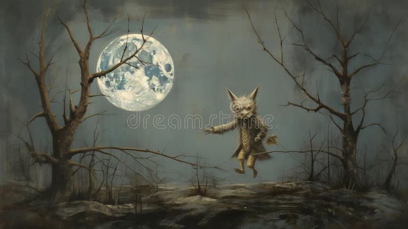 Mysterious Spriggan Haunted by the Moon S Ethereal Glow Stock ...