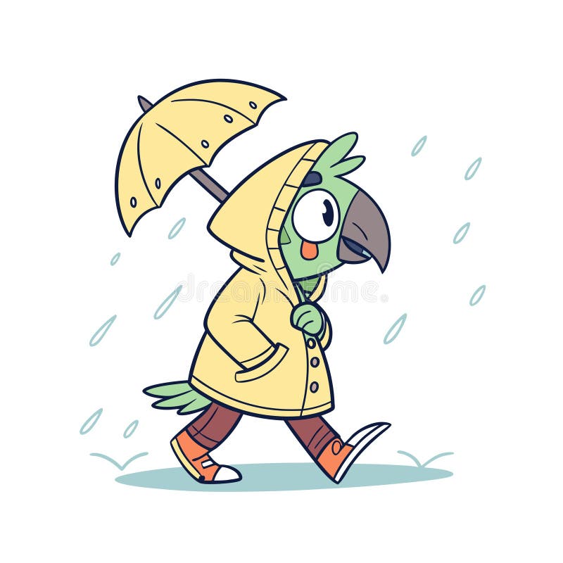 Sprightly Parrot Walking with Curiosity Stock Illustration ...