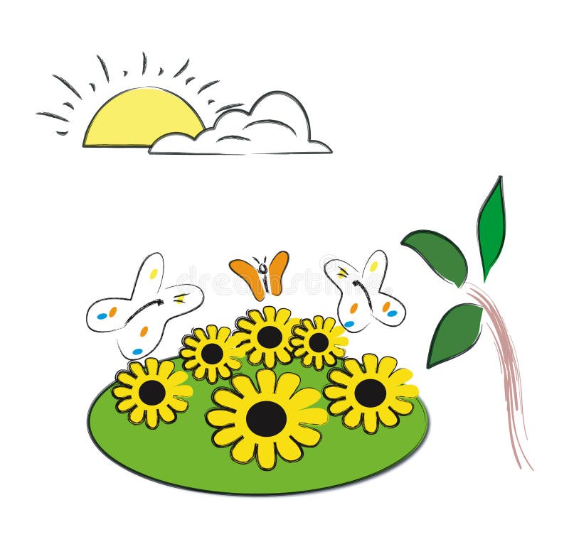 Spring - Cartoon Illustration Stock Vector - Illustration of daisy ...