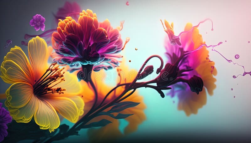 Spring - Abstract Flowers Flow Together with Colors, Gradient ...