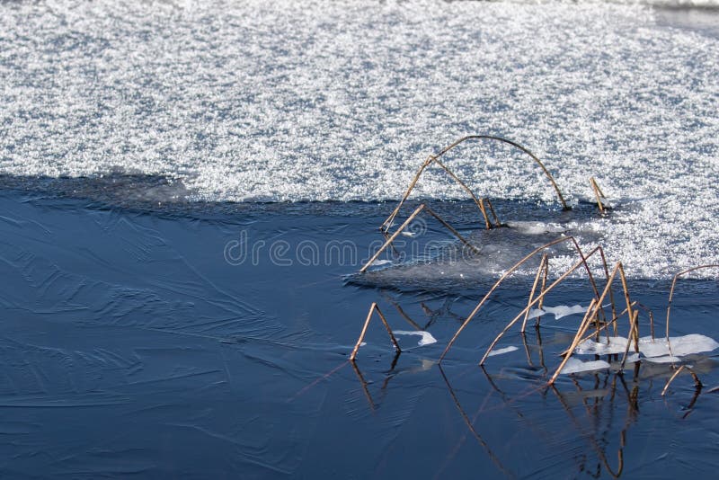 Spring Abstract of Melting Ice on a Pond Stock Image - Image of blue ...