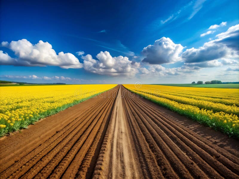 Spring Agricultural Landscape on a Warm Sunny Day Stock Illustration ...