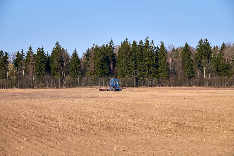 Spring Agricultural Work in Lithuanian Countryside Stock Image - Image ...