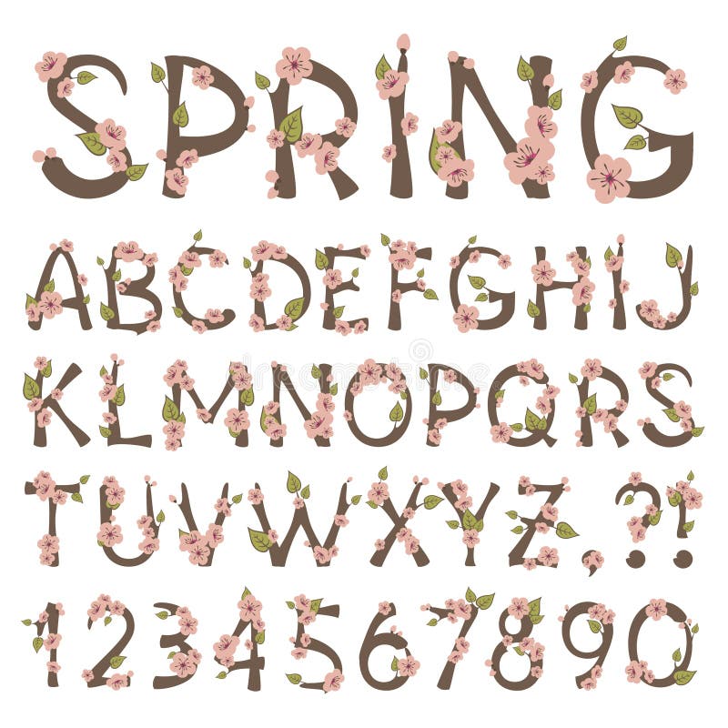 Spring Alphabet with Flowers Letters G,H,I,J,K,L Stock Vector ...