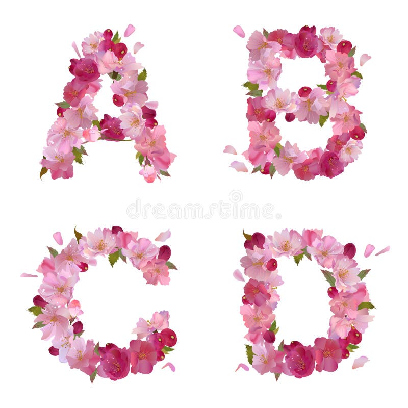 Spring Alphabet with Flowers Letters G,H,I,J,K,L Stock Vector ...