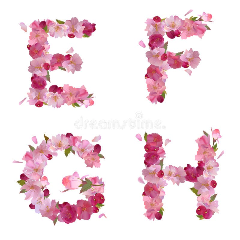 Spring Alphabet with Flowers Letters G,H,I,J,K,L Stock Vector ...