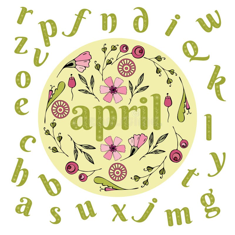 Spring Alphabet, Single Letters in the Style of Doodling, Flowers ...