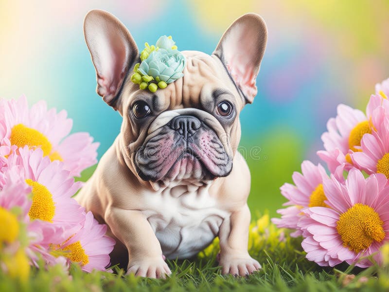 Spring Animal Creative Concept of a Cute Baby Dog. Ai Generative Stock ...