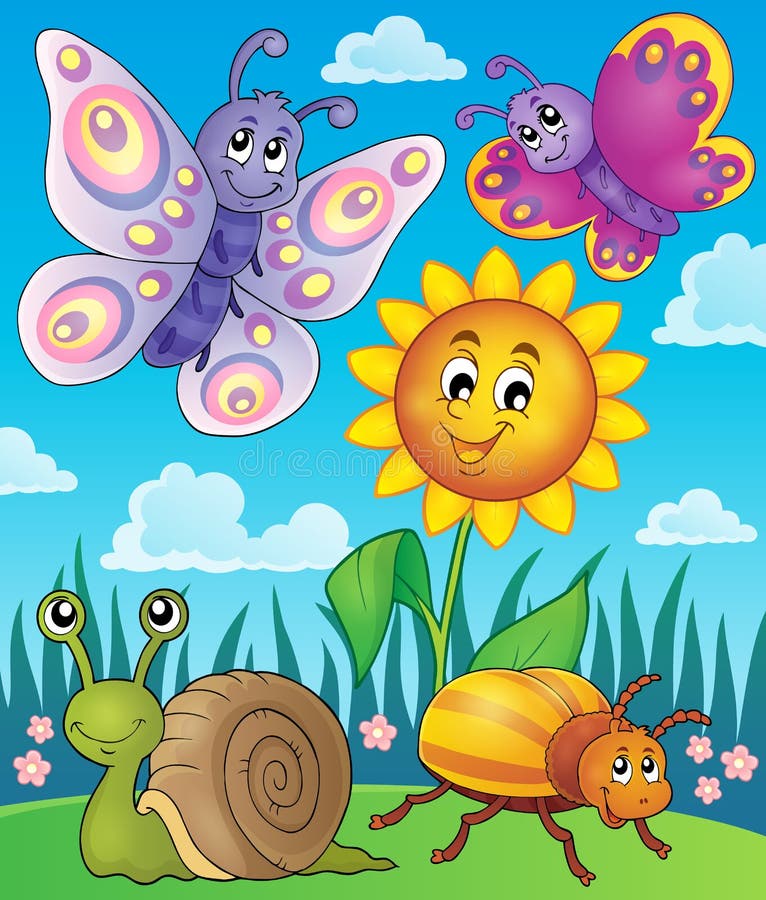 Various spring animals stock vector. Illustration of butterfly - 12820538