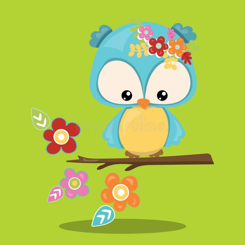 Spring animals owl 06 stock vector. Illustration of animals - 198991194