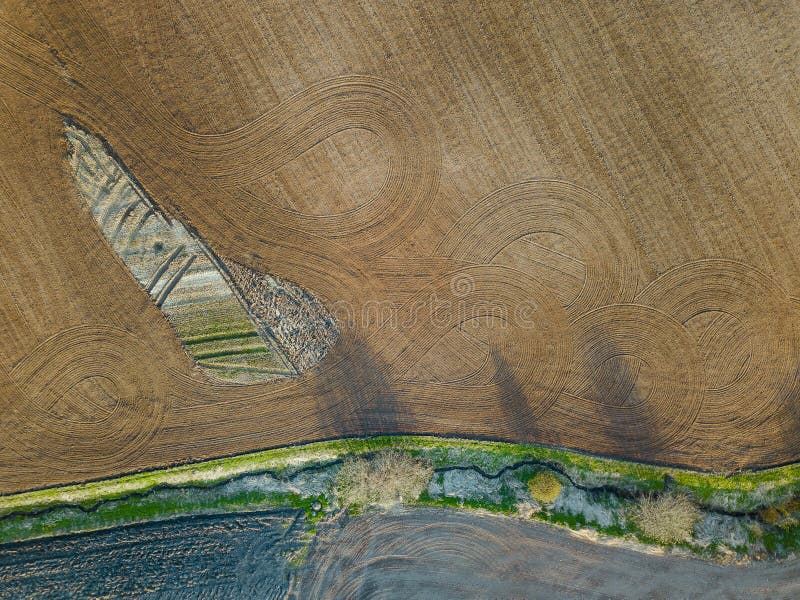 Spring Arable Land. Field and Beautiful Patterns from the Tractor. View ...