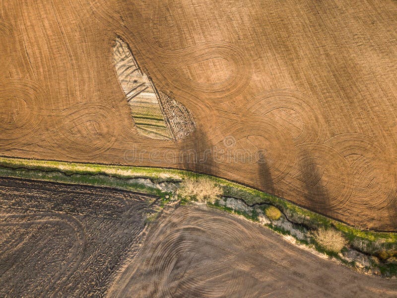 Spring Arable Land. Field and Beautiful Patterns from the Tractor. View ...
